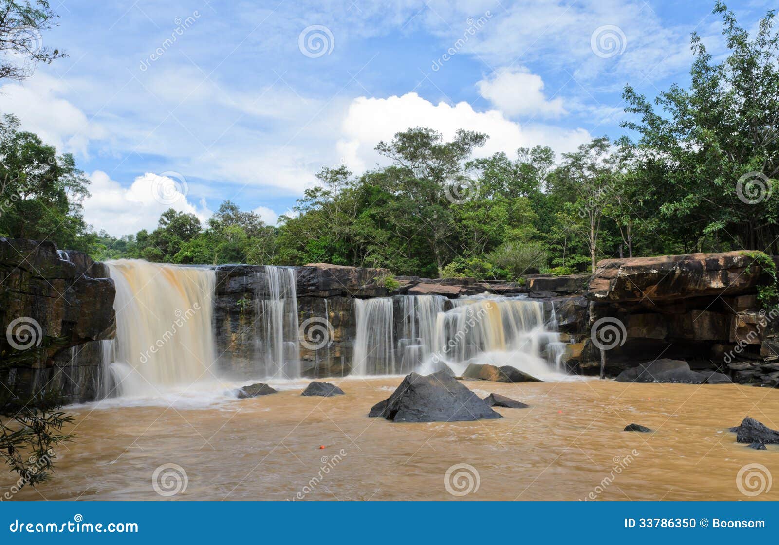 Waterfall after heavy rain stock photo. Image of scenery - 33786350