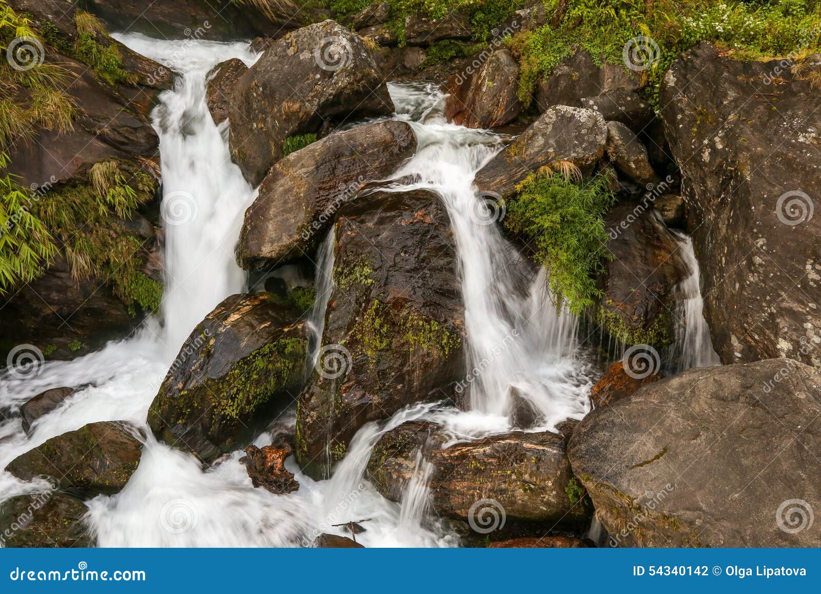 Waterfall in Himalayas stock photo. Image of purity, scenics - 54340142