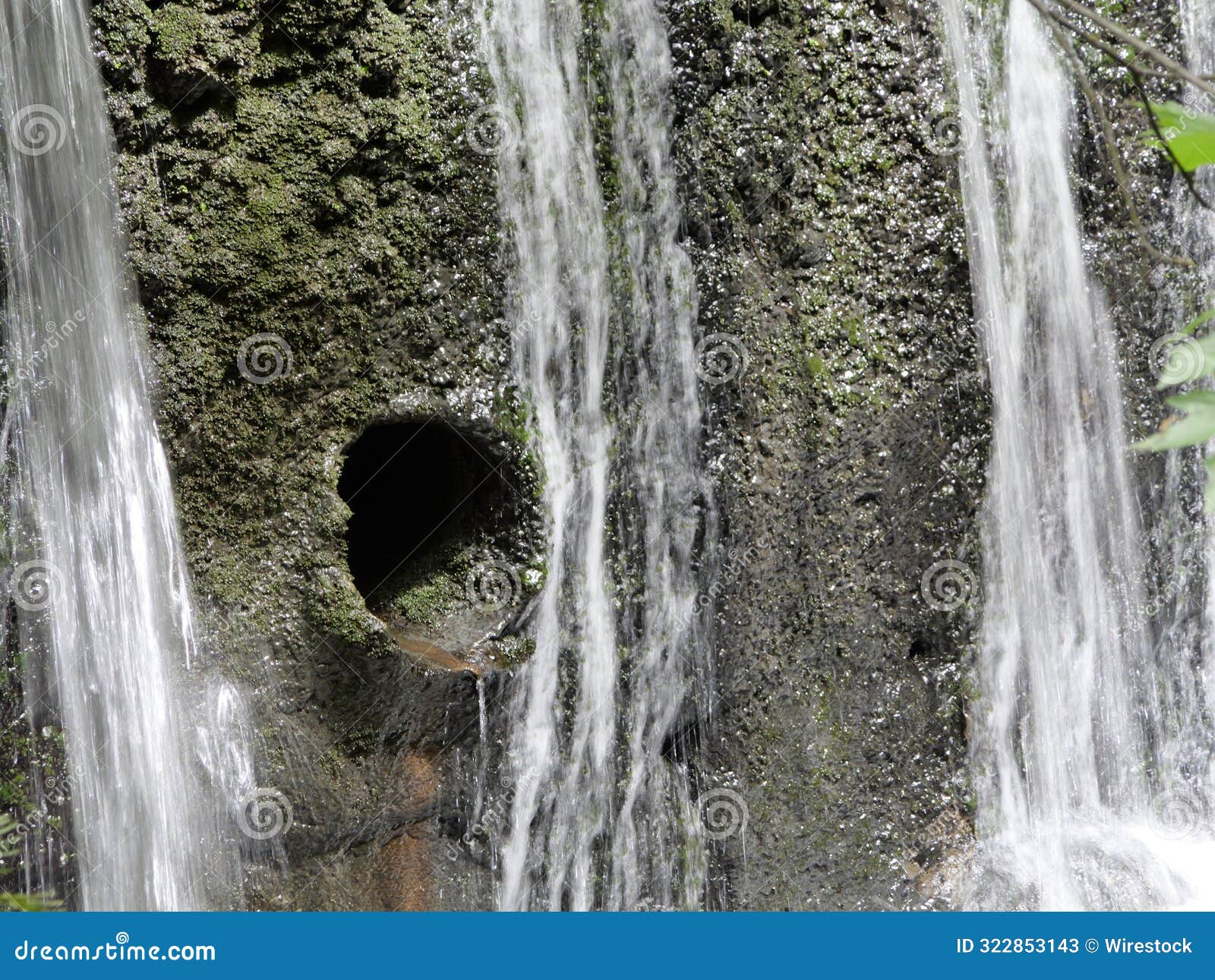 Waterfall with a hole stock image. Image of douse, aqueduct - 322853143