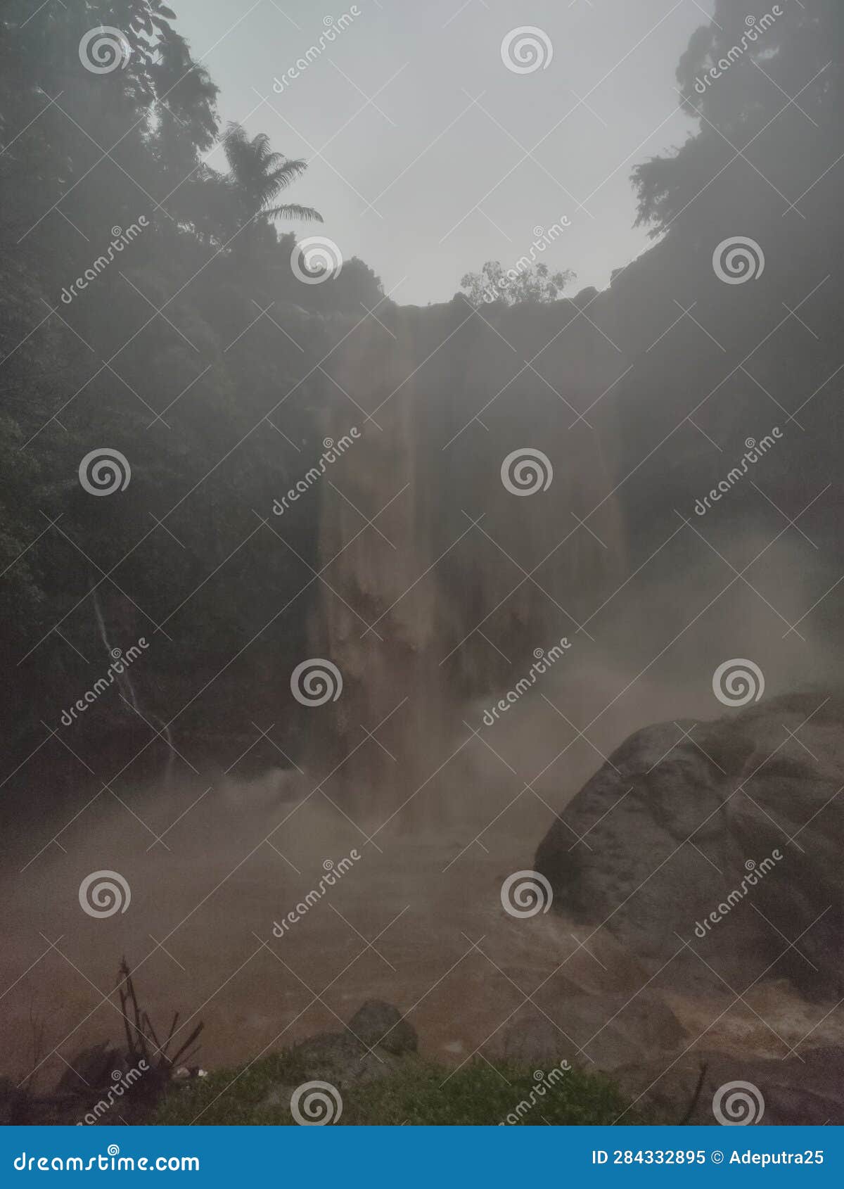 Waterfall with a Huge Mass Flow after Rain Stock Image - Image of huge ...