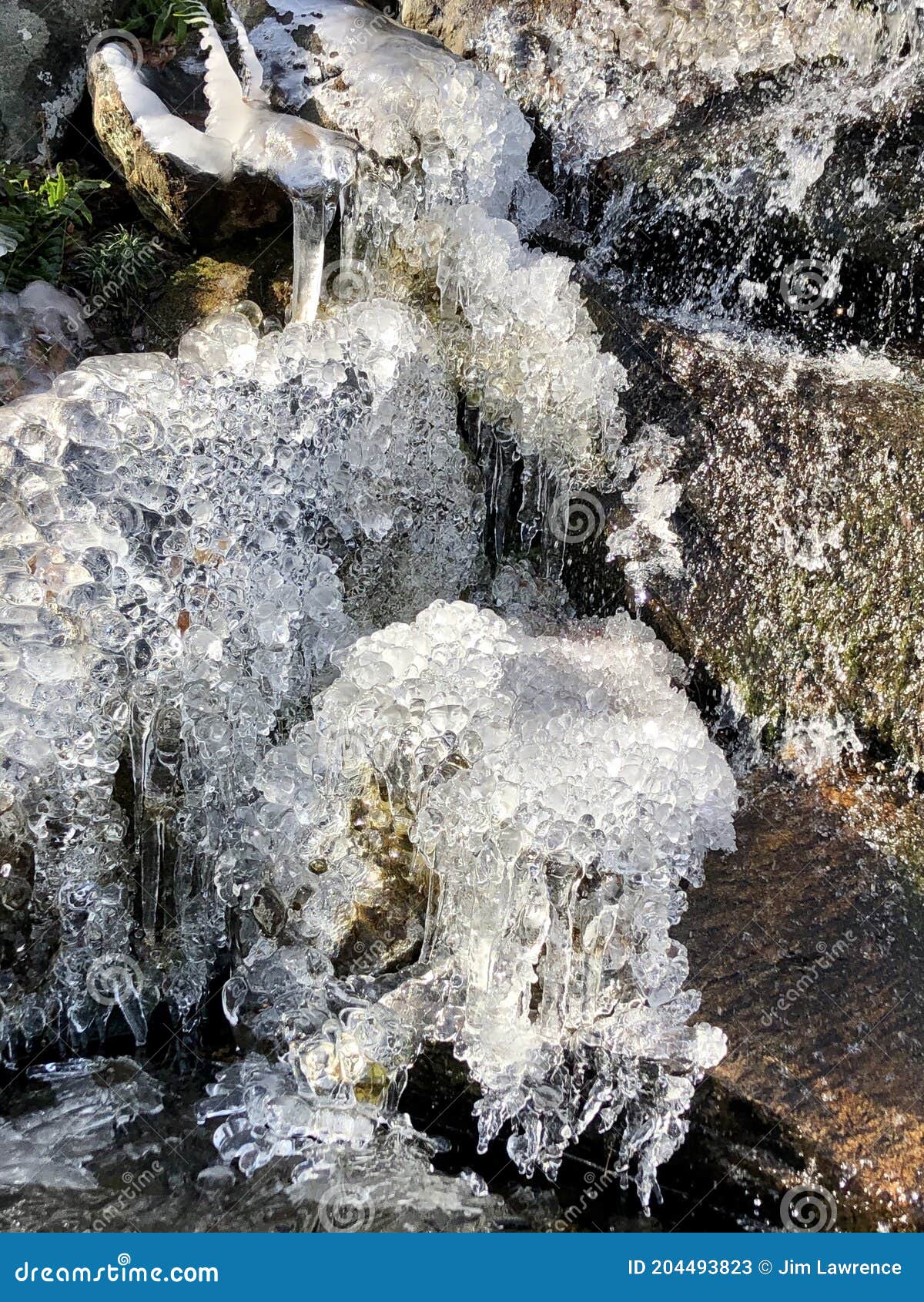 Waterfall ice sculpture stock image. Image of mountain - 204493823