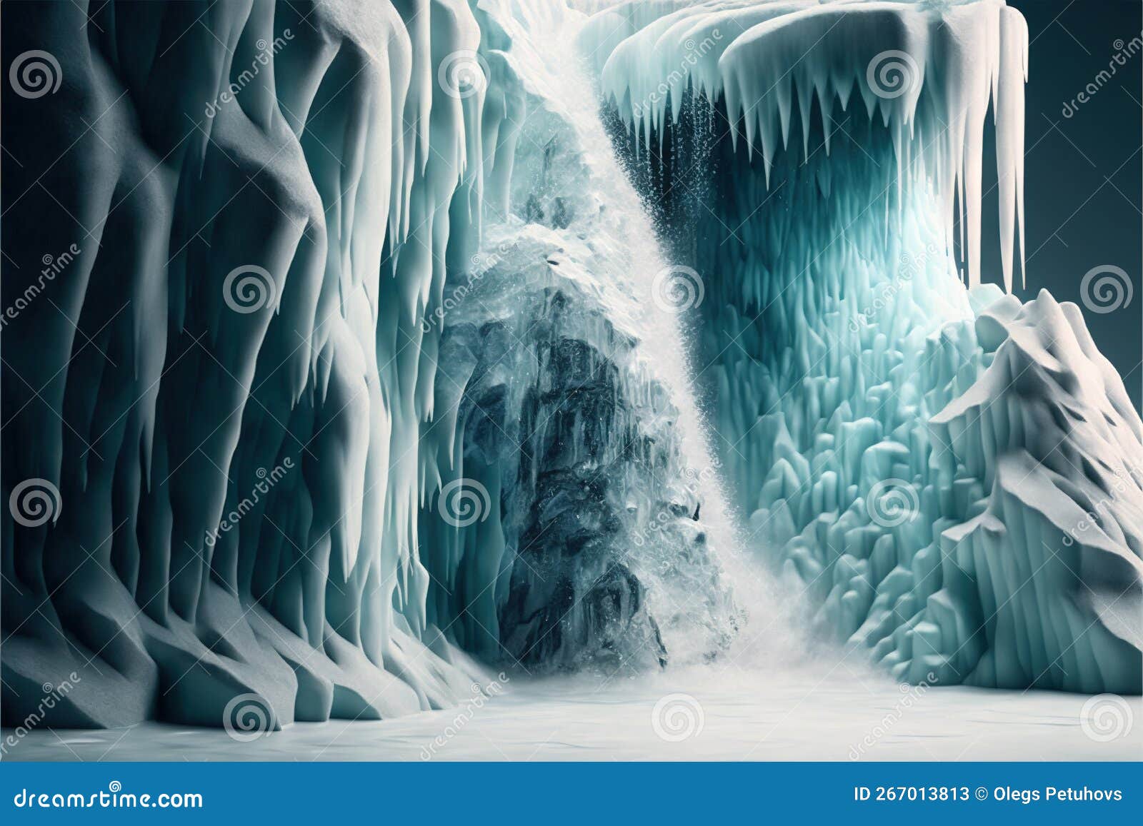 A Waterfall with Ice and Snow on the Side of it and a Waterfall in the ...