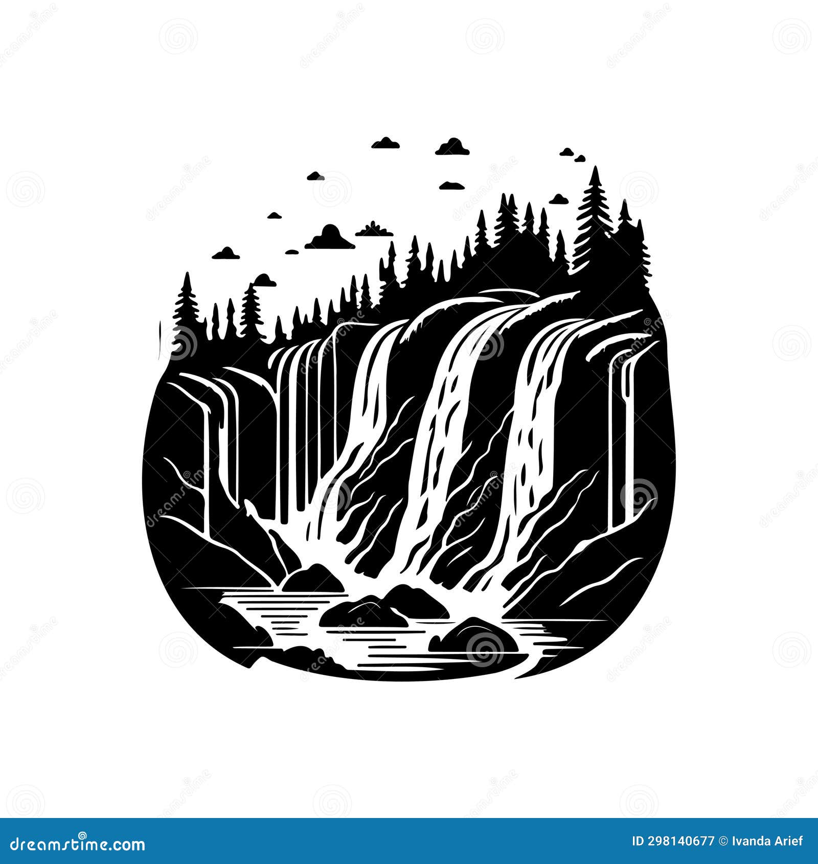 Waterfall Icon Hand Draw Black Colour Nature Logo Symbol Perfect Stock ...