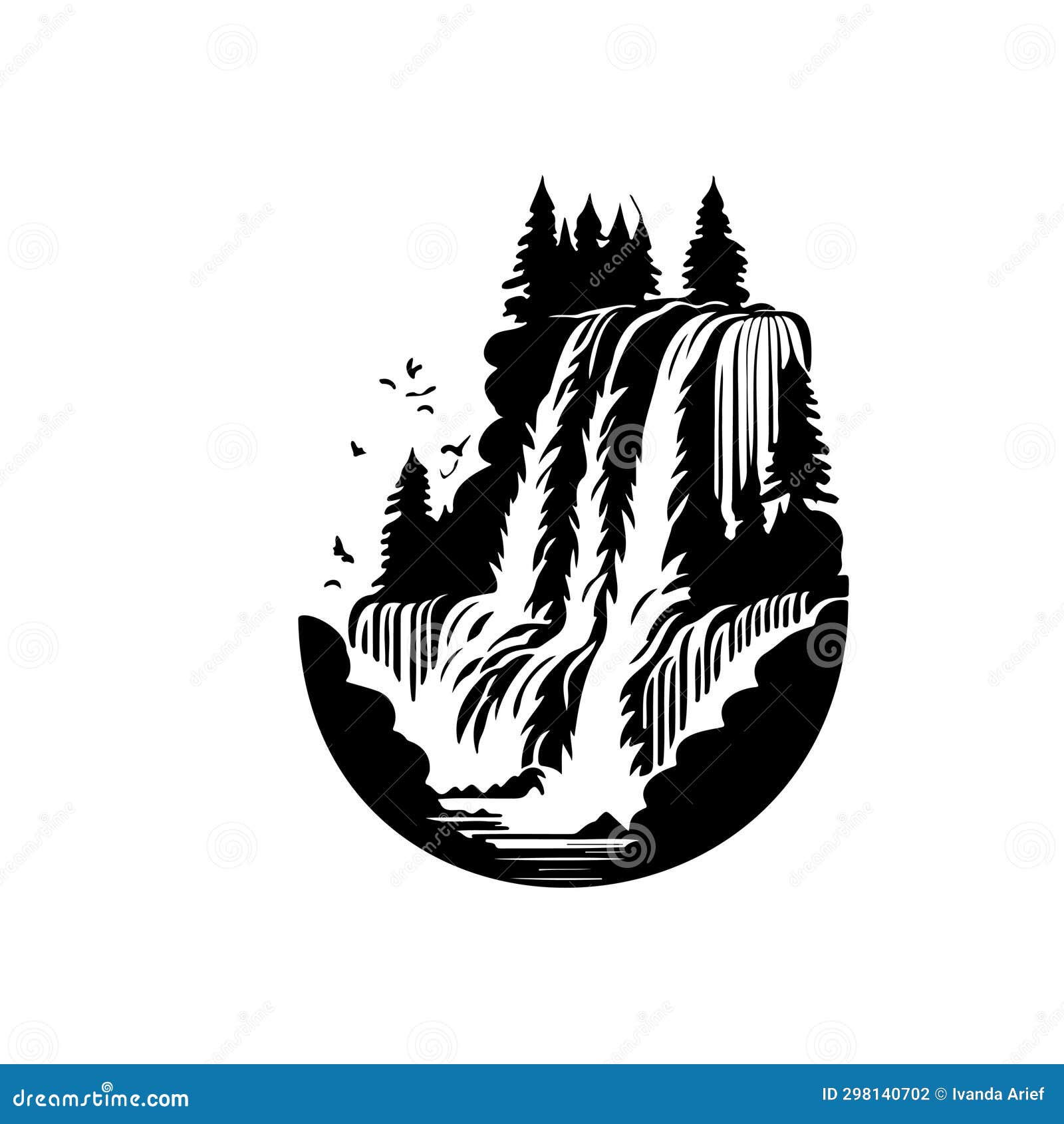 Waterfall Icon Hand Draw Black Colour Nature Logo Symbol Perfect Stock ...