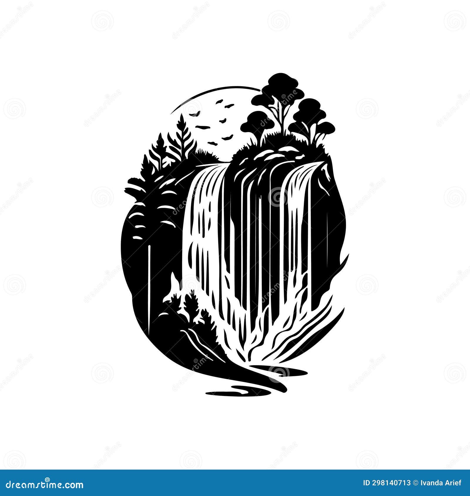 Waterfall Icon Hand Draw Black Colour Nature Logo Symbol Perfect Stock ...