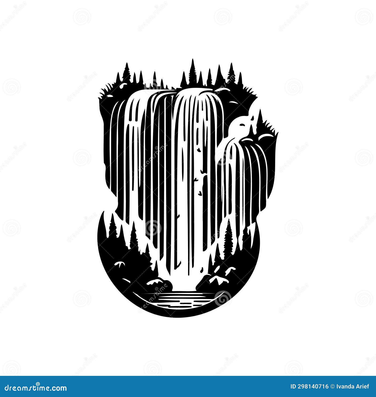 Waterfall Icon Hand Draw Black Colour Nature Logo Symbol Perfect Stock ...