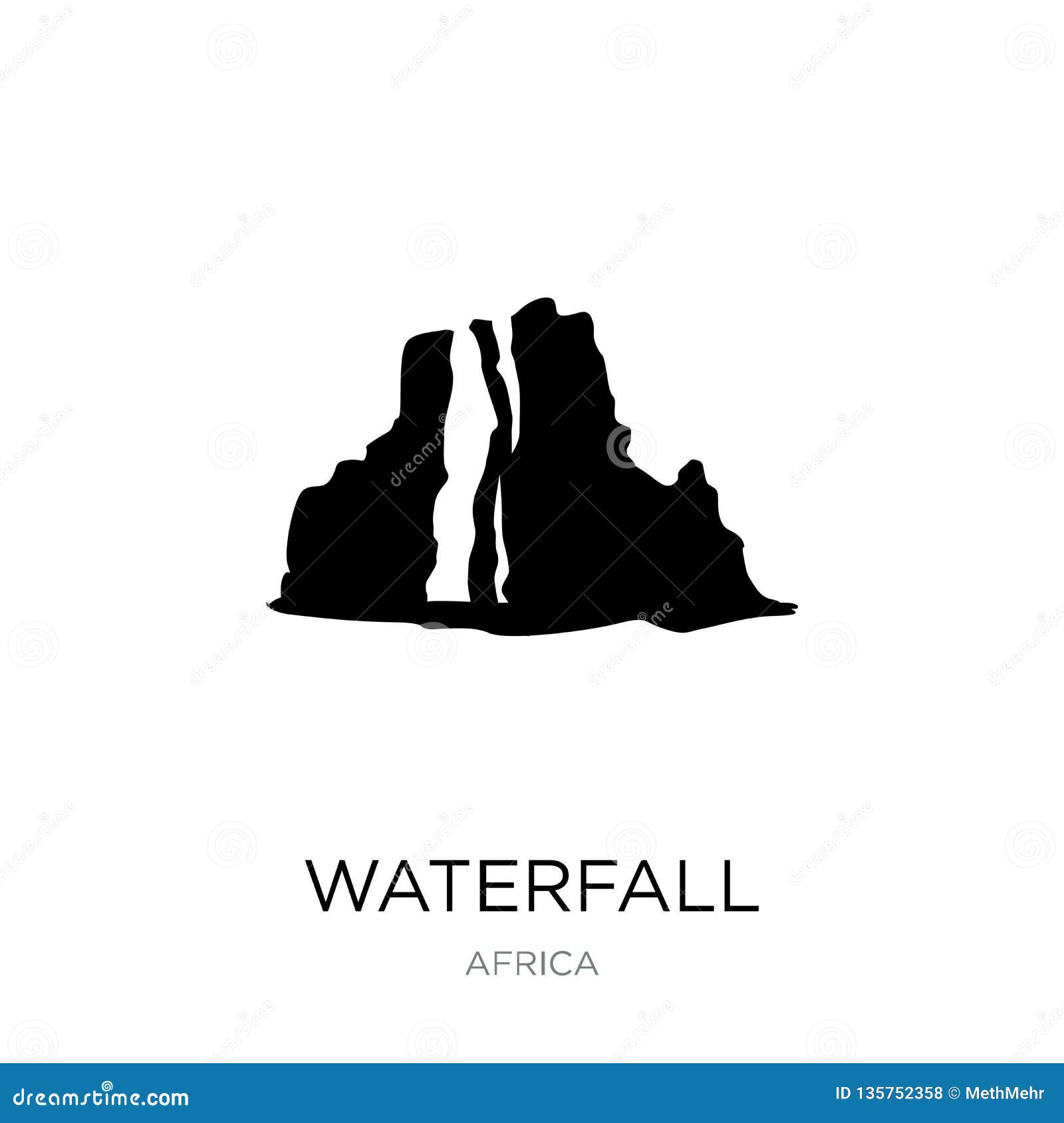 Waterfall Icon in Trendy Design Style. Waterfall Icon Isolated on White ...