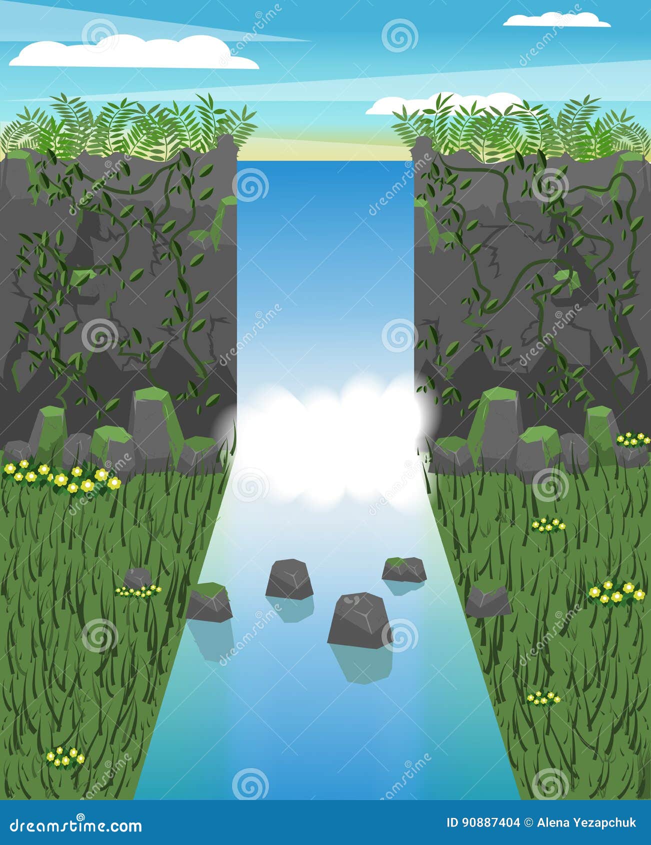 Waterfall Illustration. Vector. Stock Vector - Illustration of vector ...