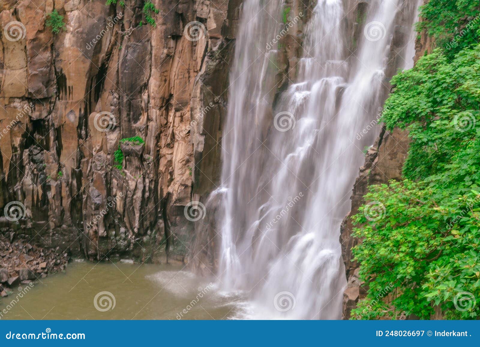 Waterfall stock image. Image of india, green, waterfall - 248026697
