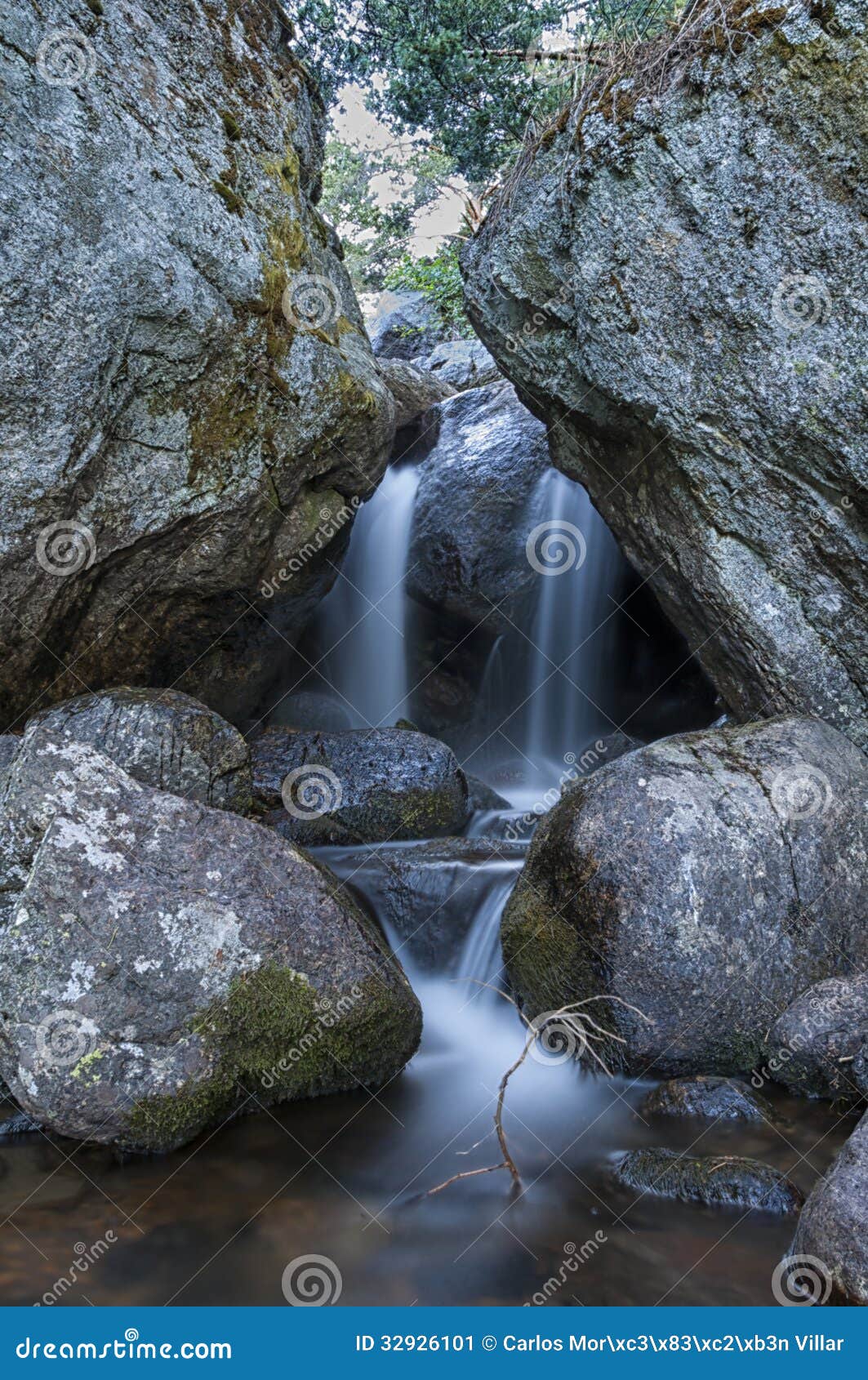 Waterfall Inside a Cave - Vertical Stock Image - Image of mystical ...