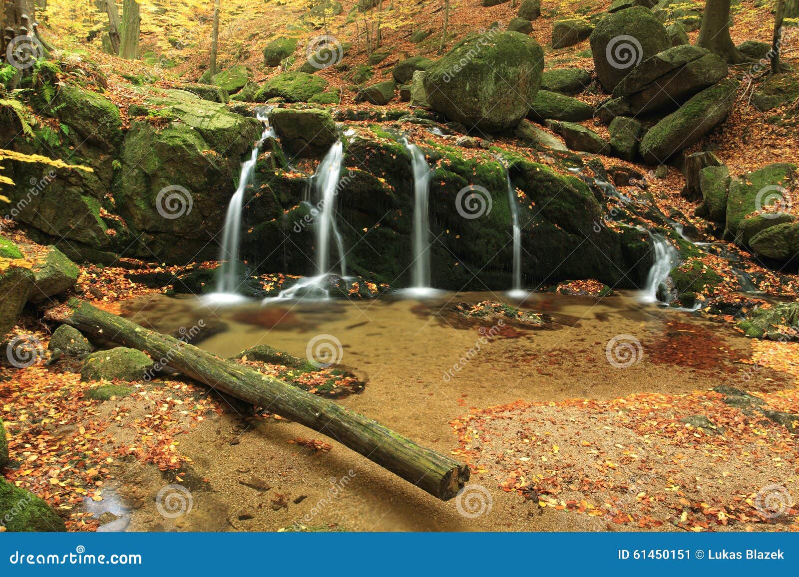 Waterfall in Jizera Mountains Stock Image - Image of fallen, leaves ...