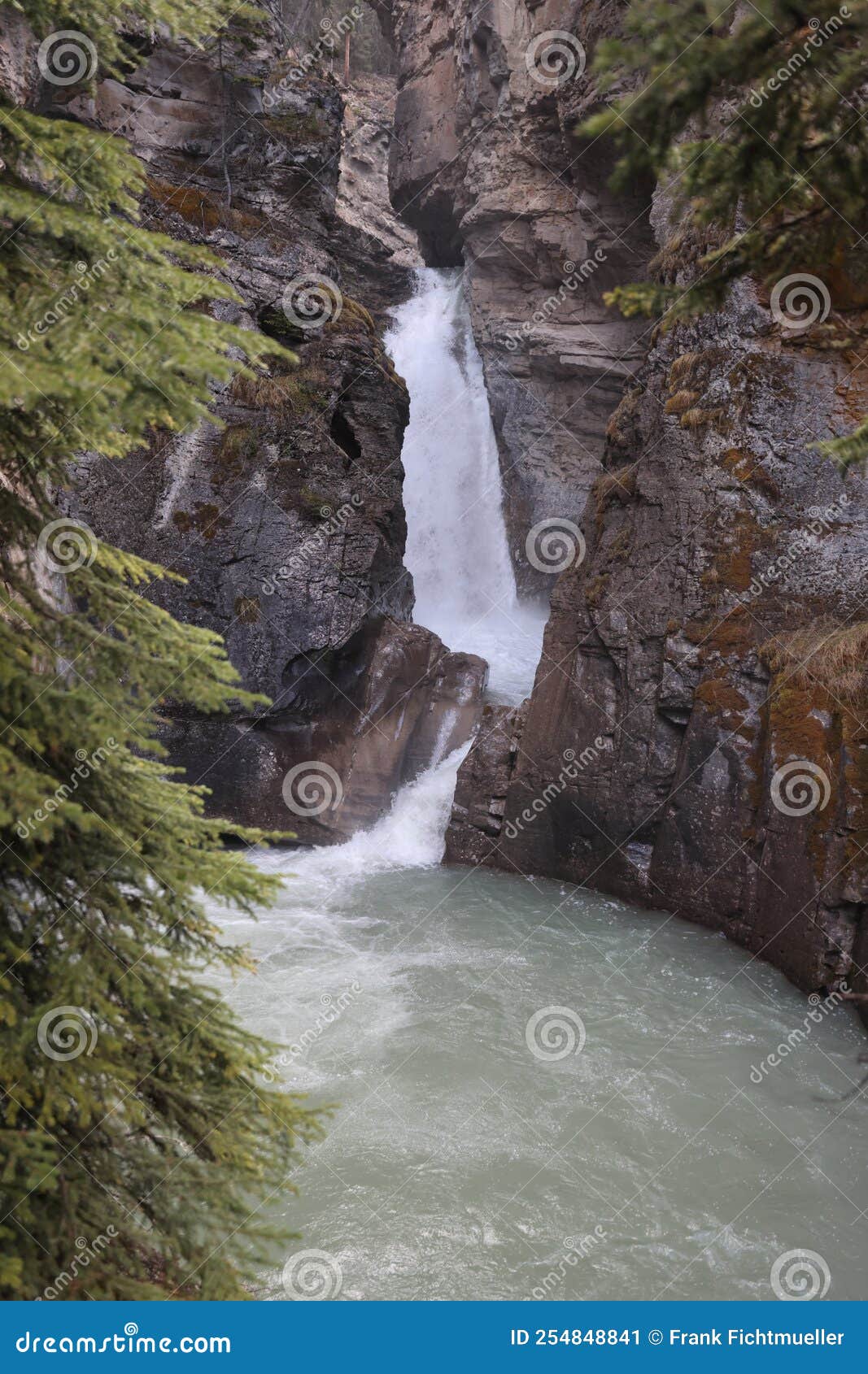Waterfall in Johnston Canyon Banff National Park Stock Image - Image of ...