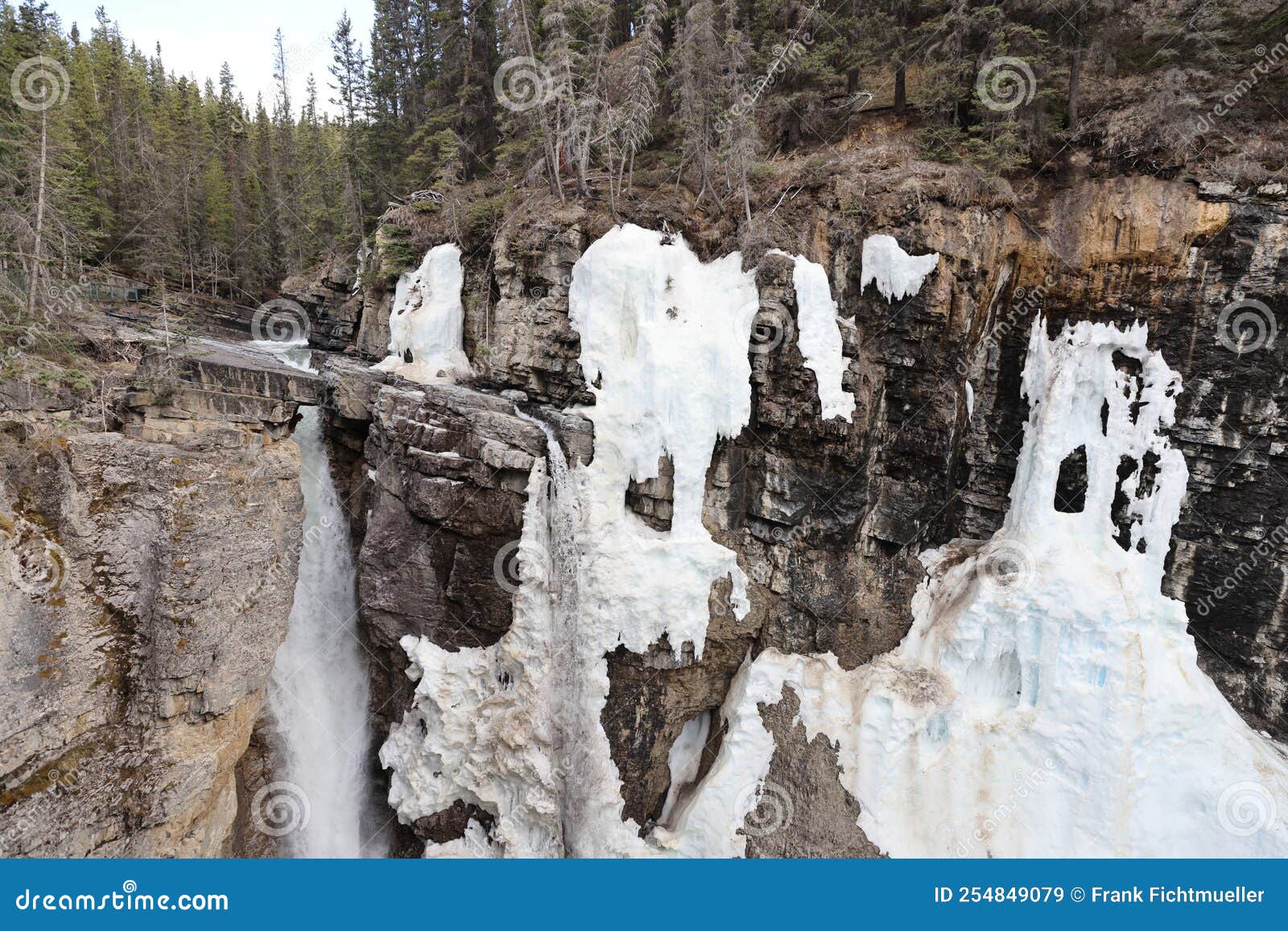 Waterfall in Johnston Canyon Banff National Park Stock Image - Image of ...