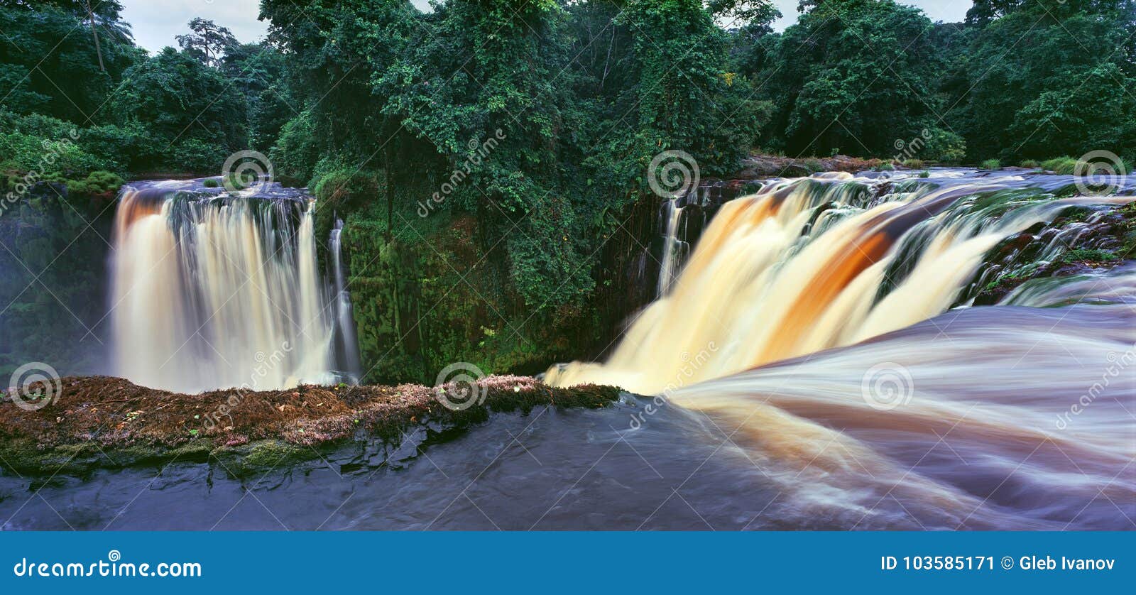 Waterfall in gabon stock image. Image of water, nature - 103585171