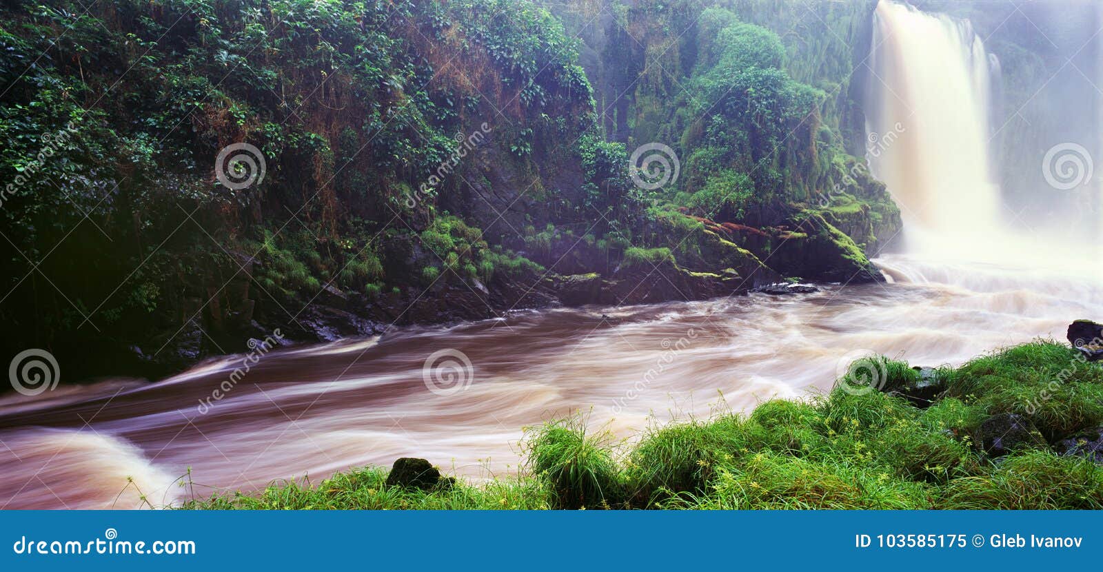 Waterfall in gabon stock image. Image of tree, jungle - 103585175