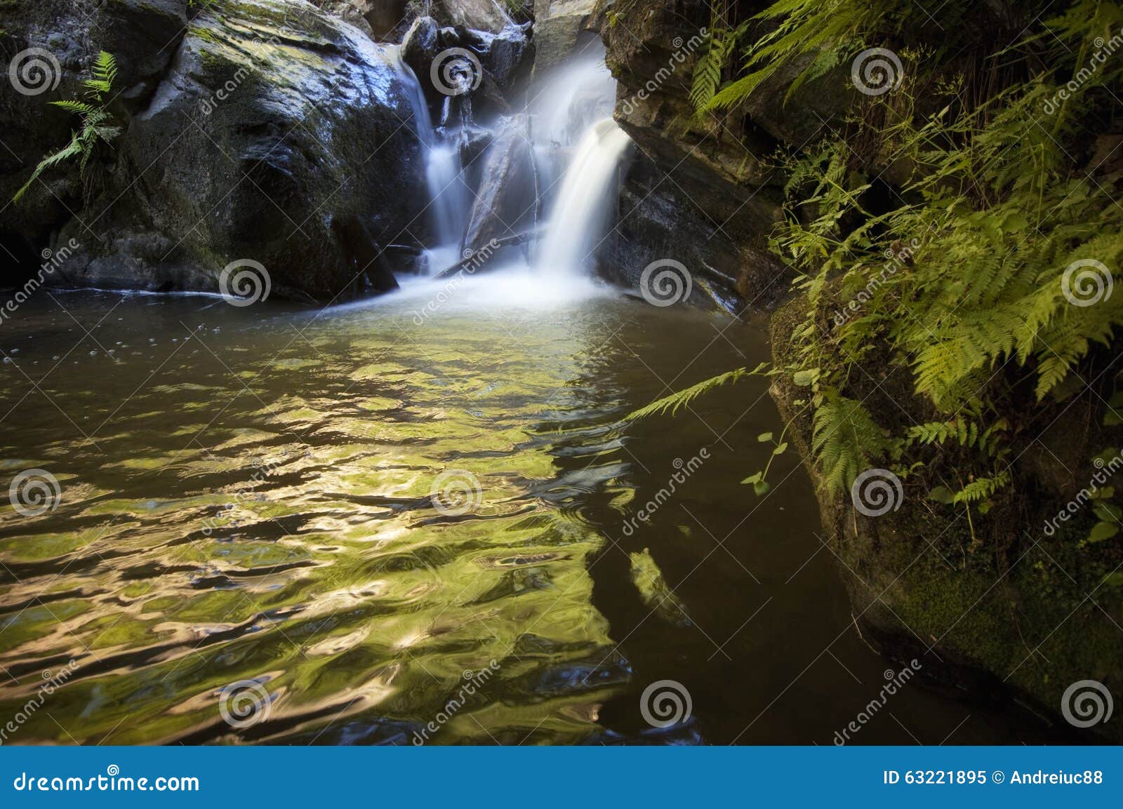 Waterfall on jungle river stock image. Image of jungle - 63221895