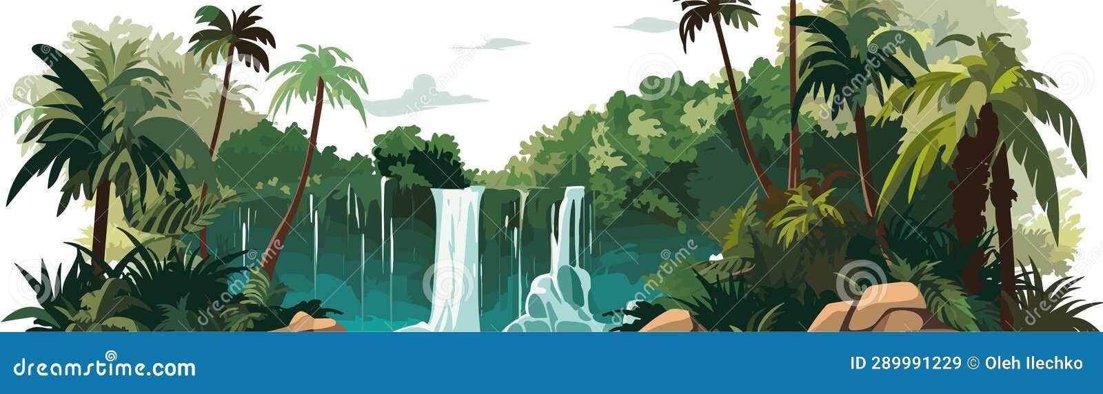 Waterfall in a Jungle Vector Simple 3d Smooth Cut Isolated Illustration ...