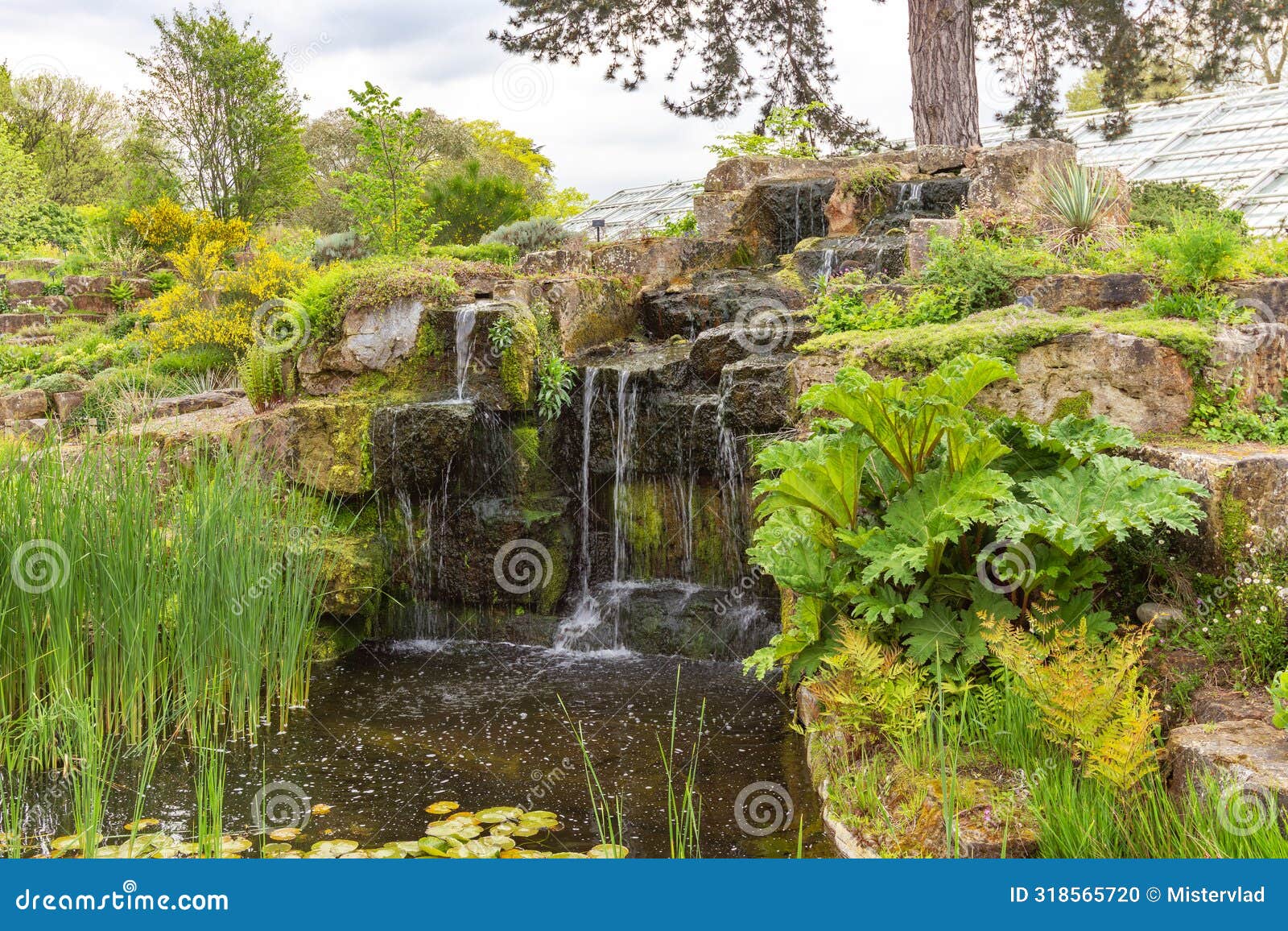 Waterfall in Kew Botanical Gardens, London, UK Stock Photo - Image of ...