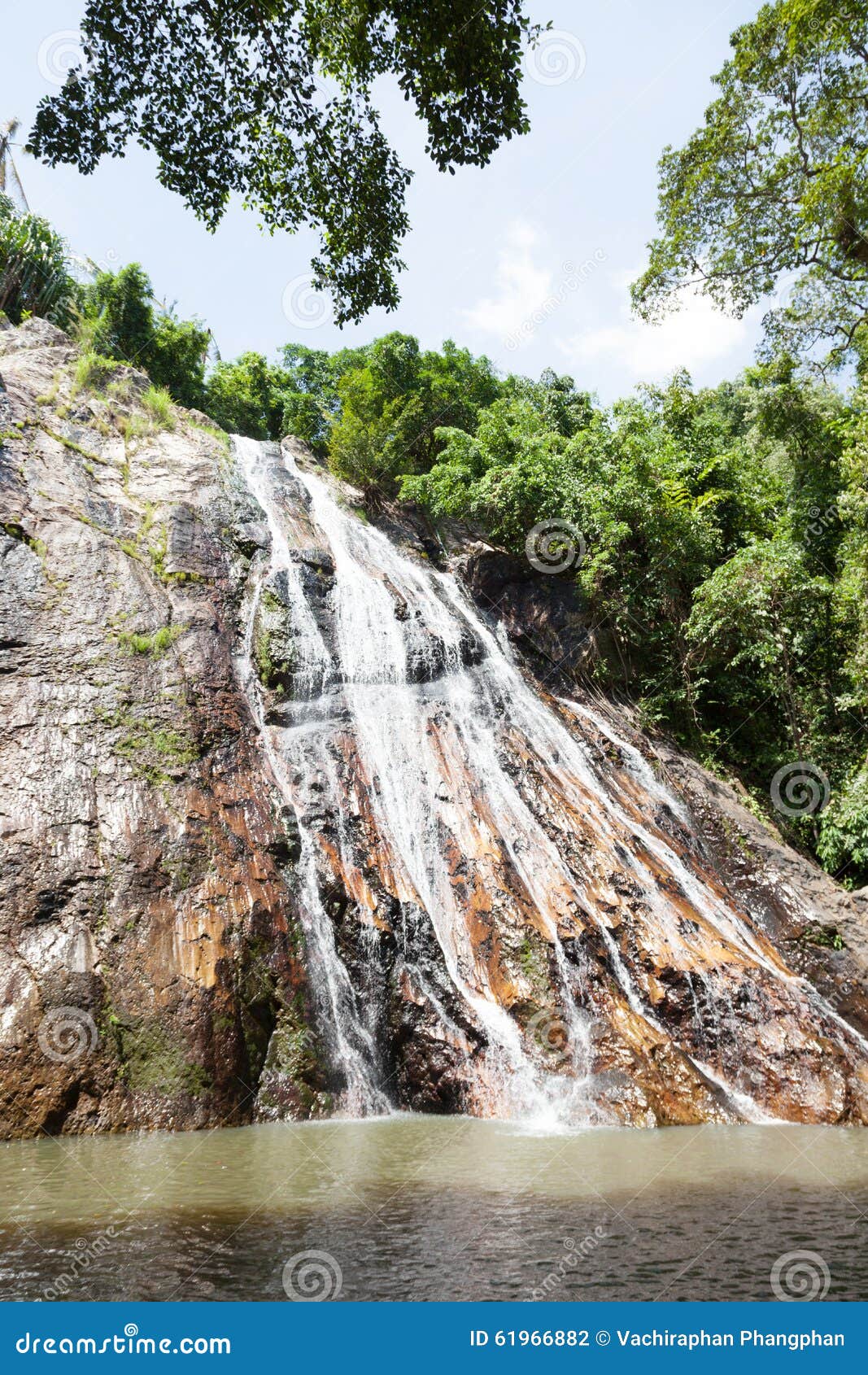 Waterfall on Koh Samui stock photo. Image of pure, stream - 61966882