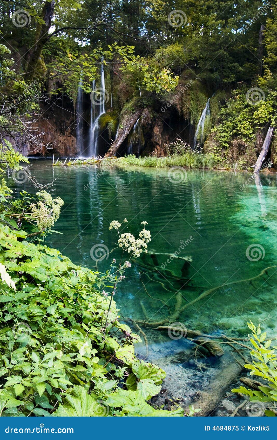 Waterfall and lake stock image. Image of greenery, transparent - 4684875