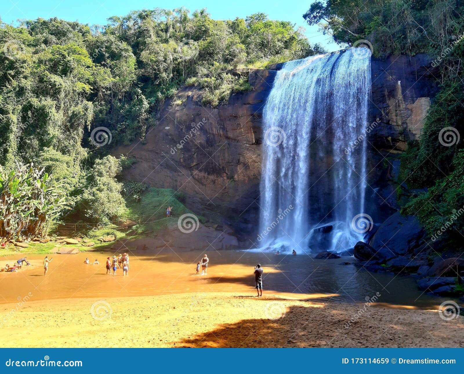 Waterfall with Lake editorial stock image. Image of brazilian - 173114659
