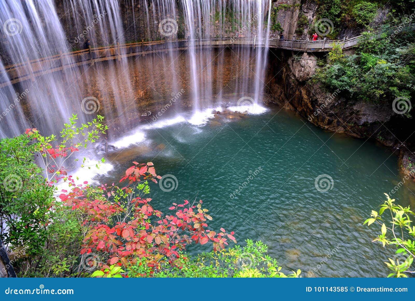 A Waterfall in Chinese Forest Stock Image - Image of rock, overlook ...