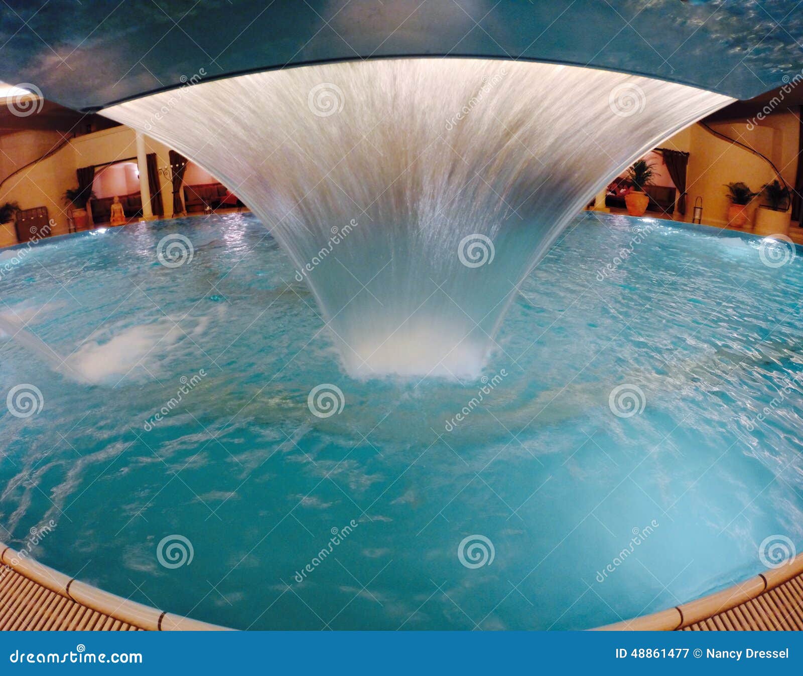 Waterfall in a Large Spa Pool Stock Image - Image of super, camera ...