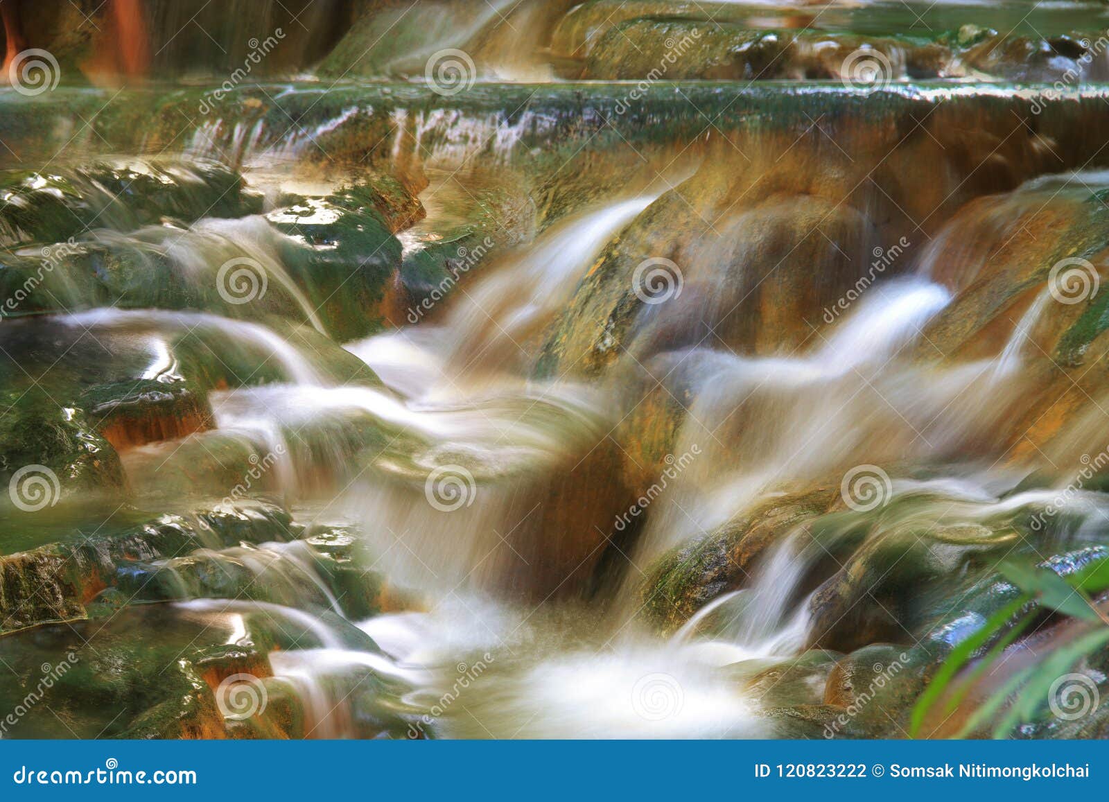 Waterfall and Leg of Woman Enjoy in the Water Stock Photo - Image of ...