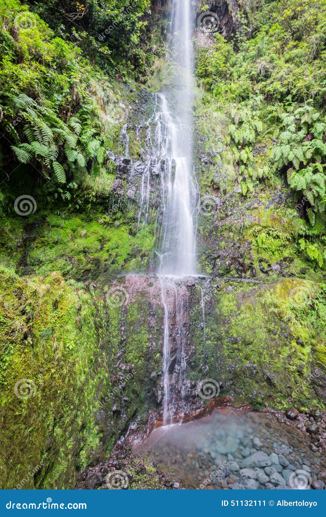 Waterfall Levada Das 25 Fontes, Madeira Royalty-Free Stock Image ...