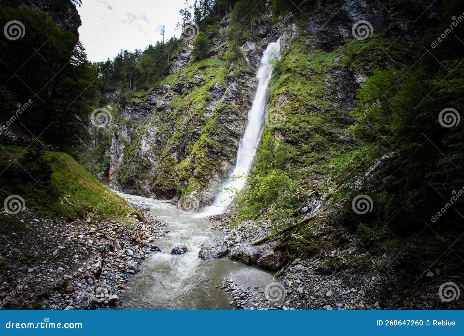 Waterfall in Liechtenstein Gorge Stock Photo - Image of green ...