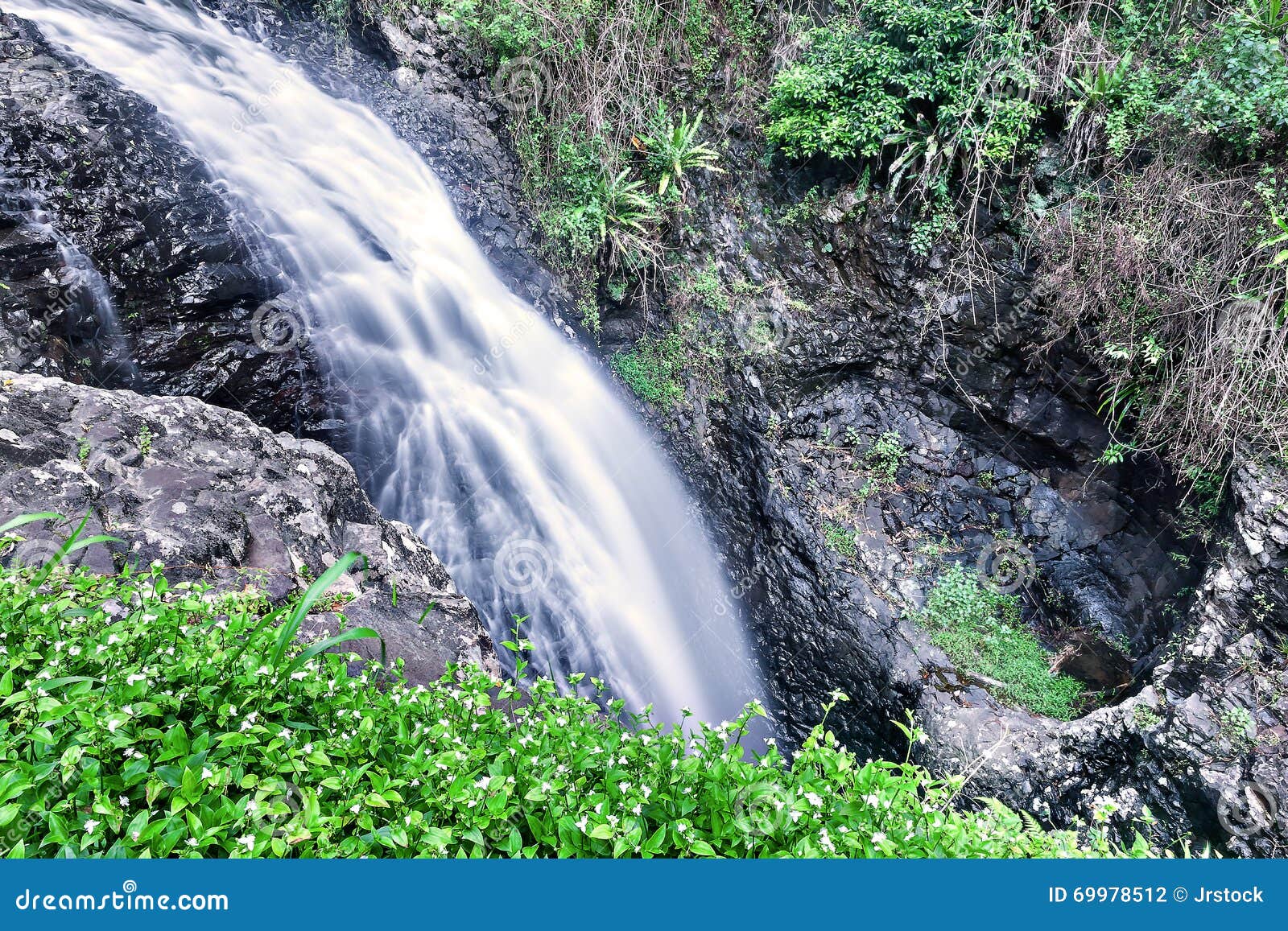 Waterfall Like a White Smoke Falling Down on the Rock Stock Photo ...