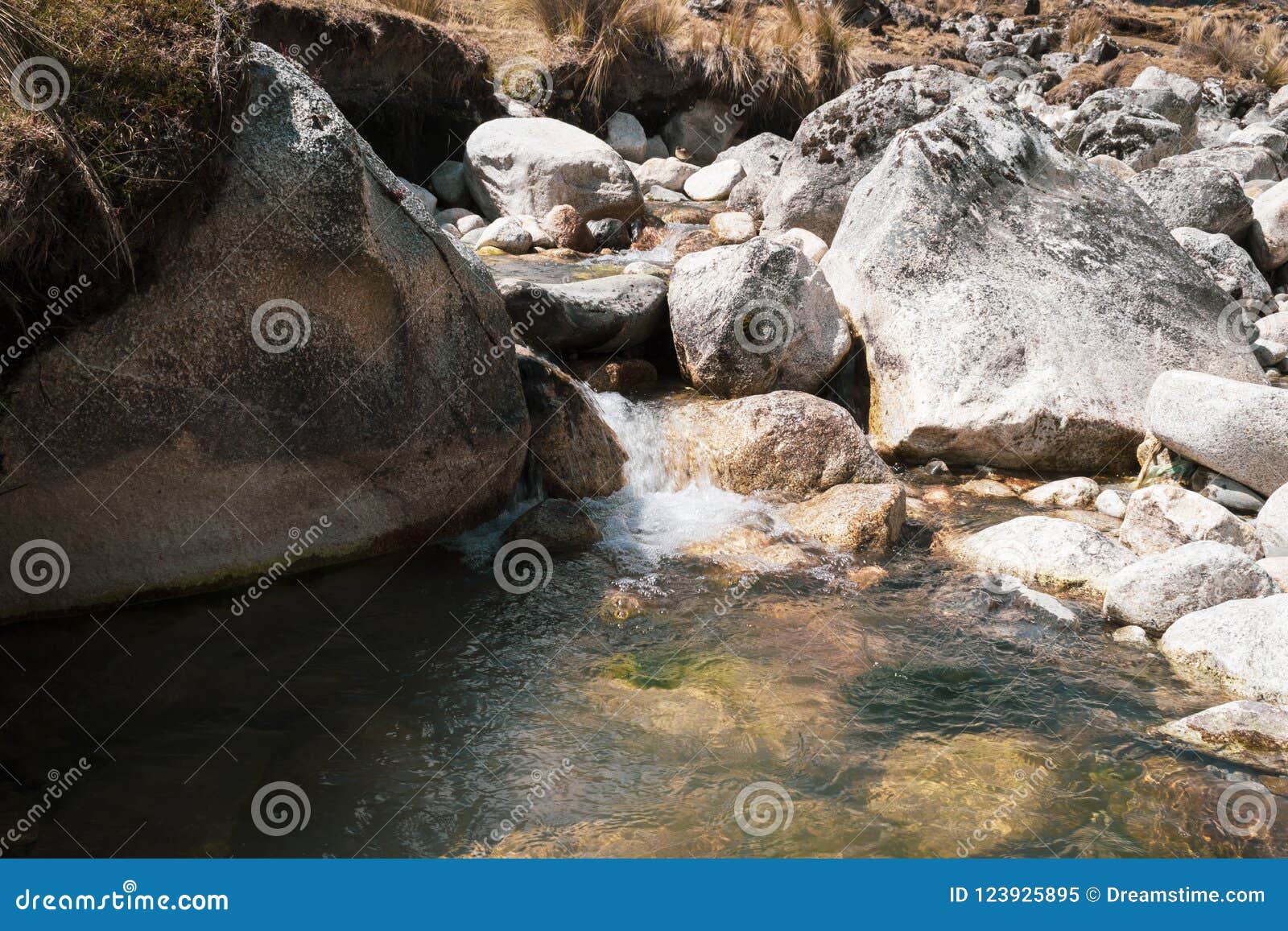Waterfall in a little town stock image. Image of calid - 123925895