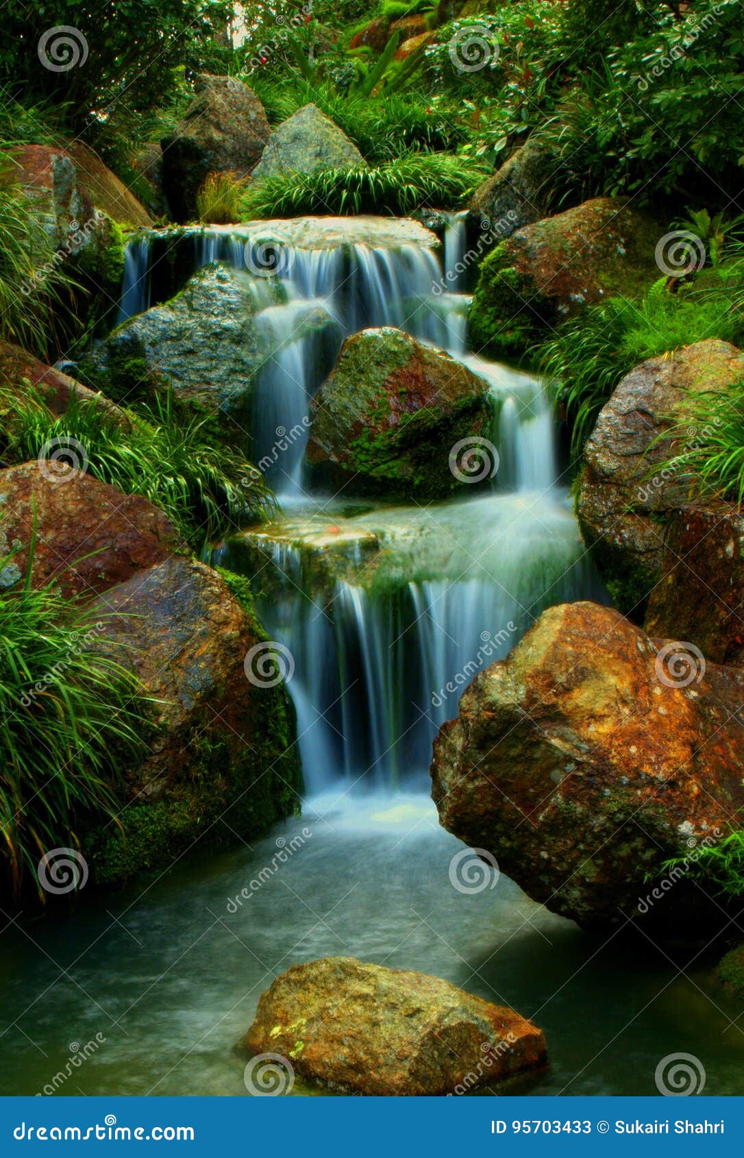 Waterfall stock image. Image of freshwater, hill, nature - 95703433