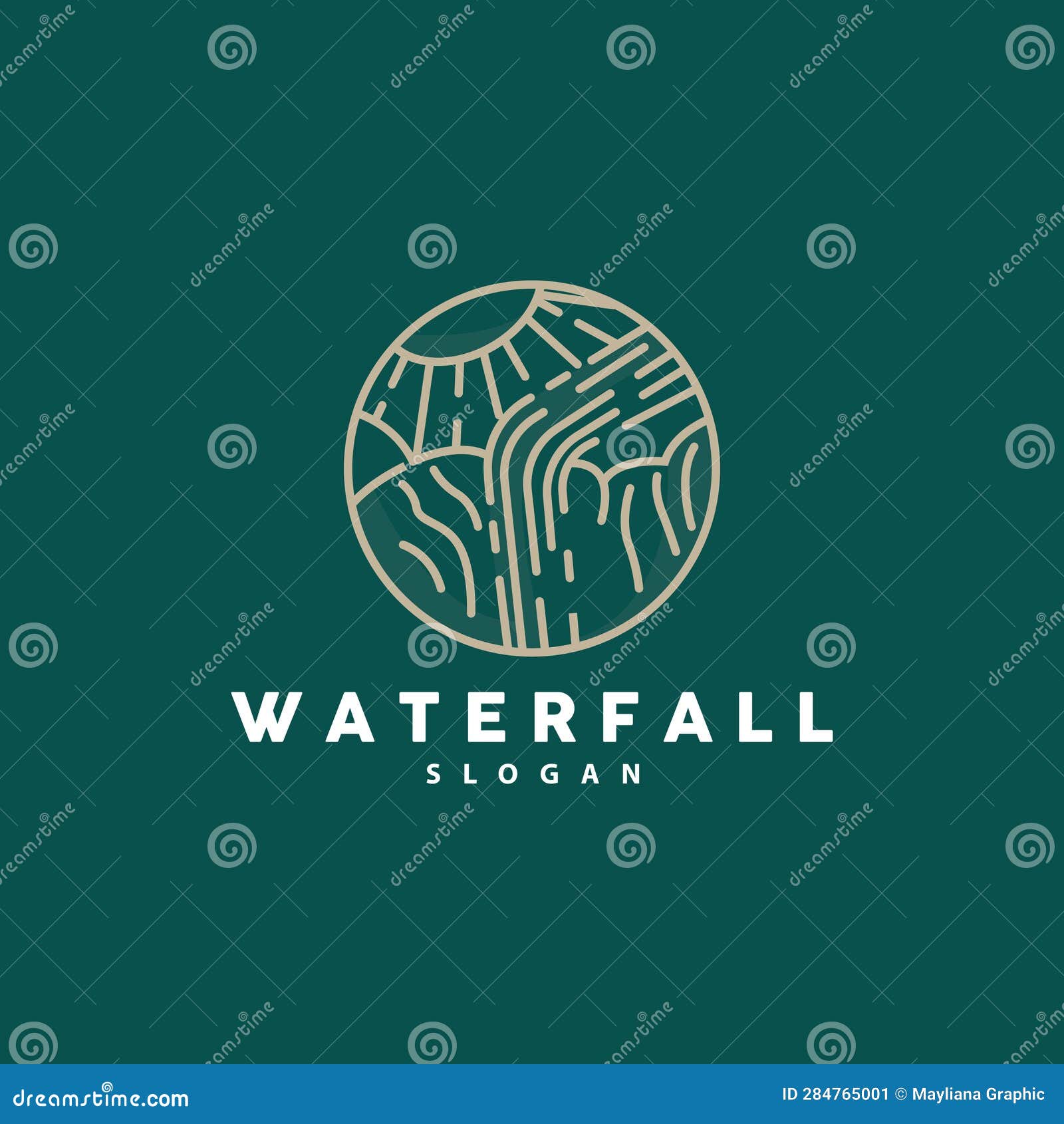 Waterfall Logo, River Mountain Forest Exploring Design Illustration ...