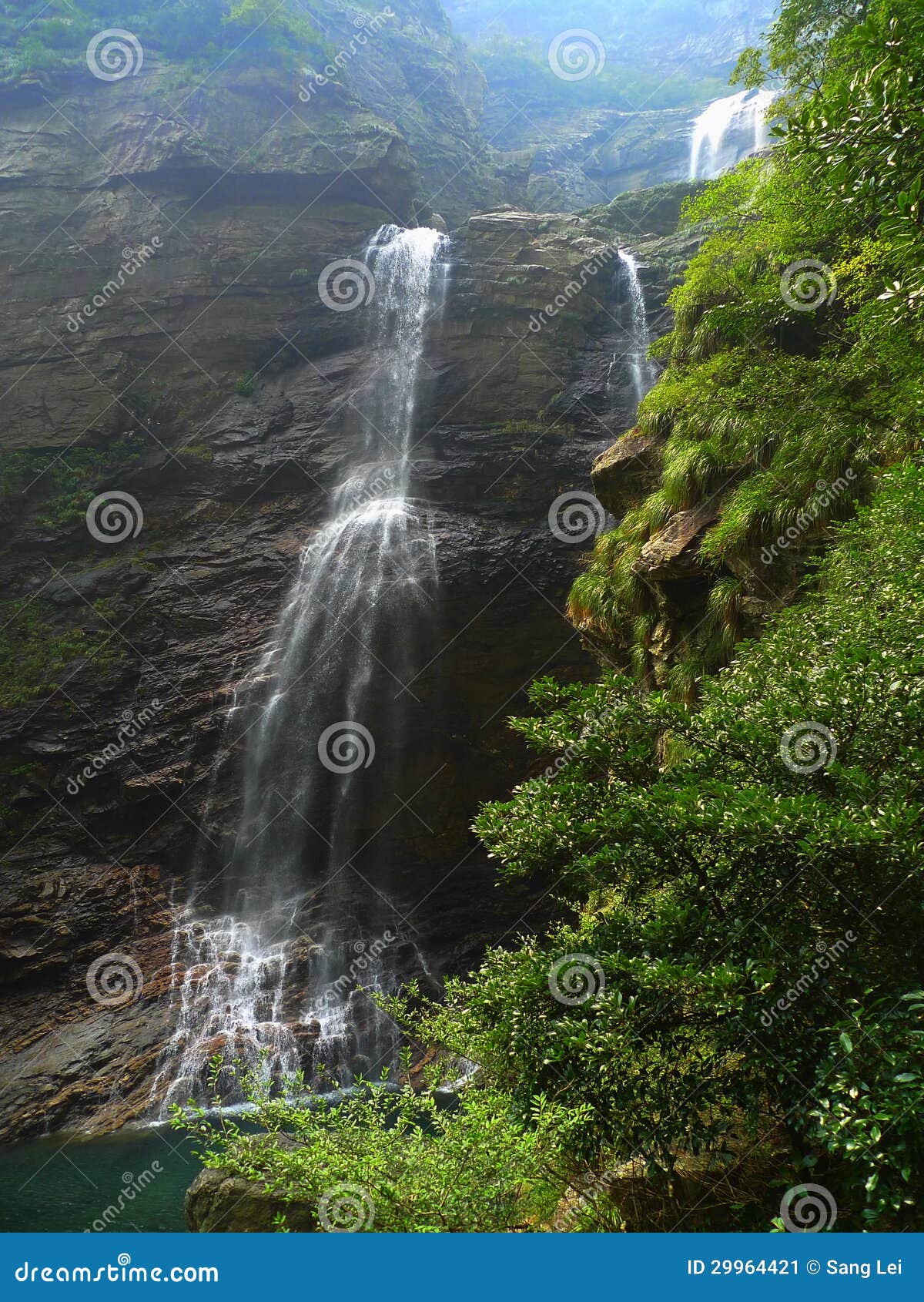 Waterfall in Lushan Mountains Stock Image - Image of creek, chinese ...