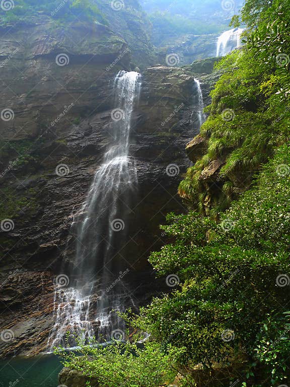 Waterfall in Lushan Mountains Stock Image - Image of creek, chinese ...