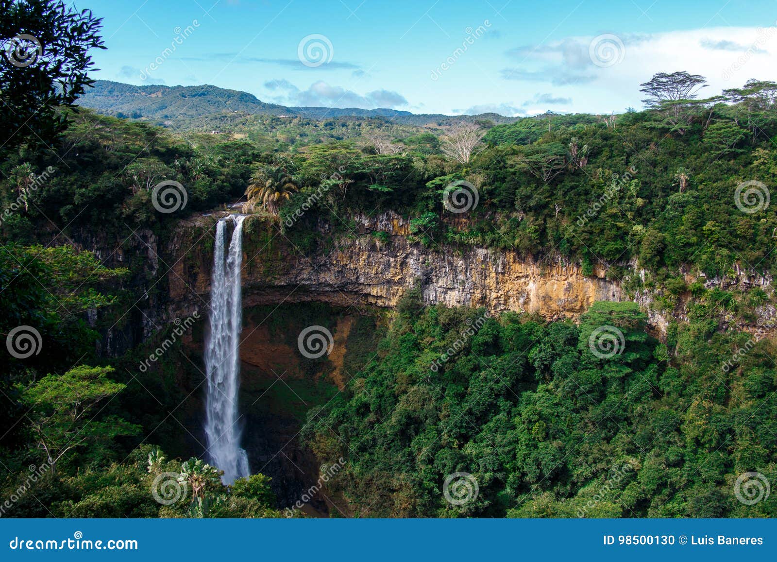 Waterfall in Mauritius stock photo. Image of mauritius - 98500130