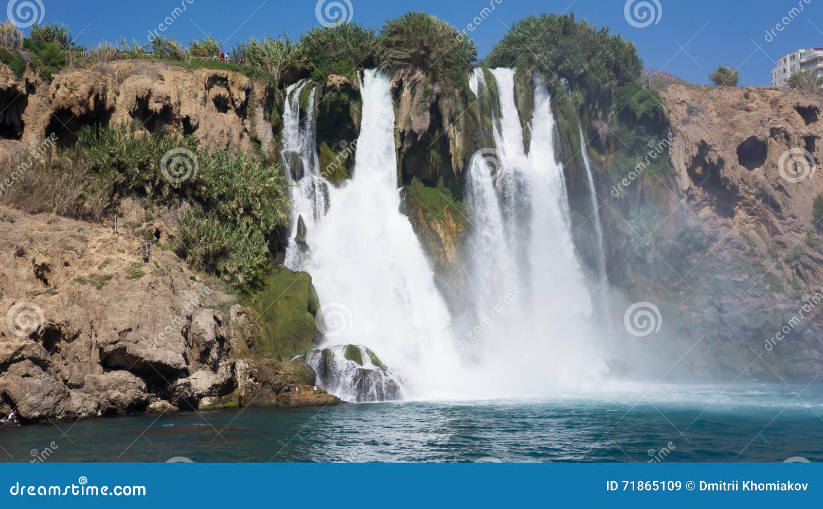 Waterfall in Mediterranean Sea Antalya, Turkey Stock Image - Image of ...