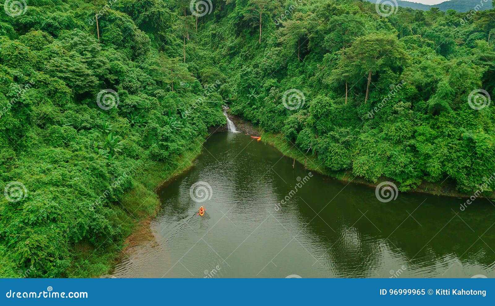 Waterfall in the Middle of the Forest. Bird Eye View , Drone Stock ...