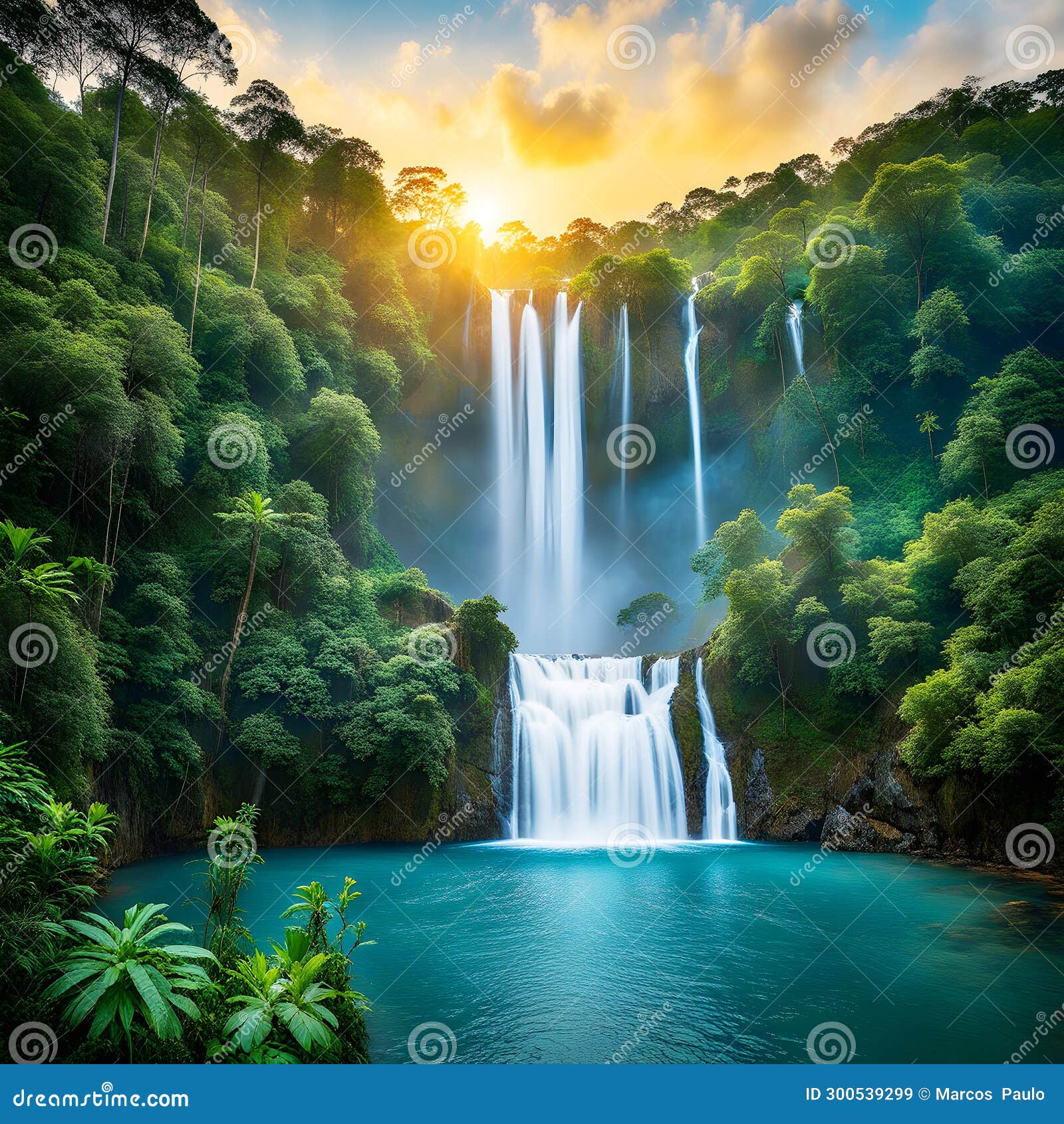 Waterfall in the Middle of the Forest Surrounded by Beautiful ...