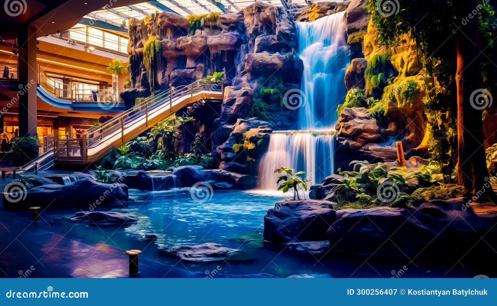 Waterfall in the Middle of Pool with Waterfall in the Middle of it ...