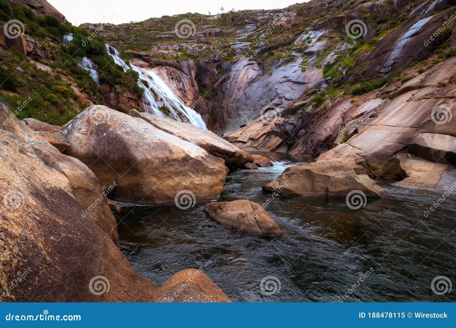 Waterfall of the Mirador De Ezaro in Spain Stock Image - Image of river ...