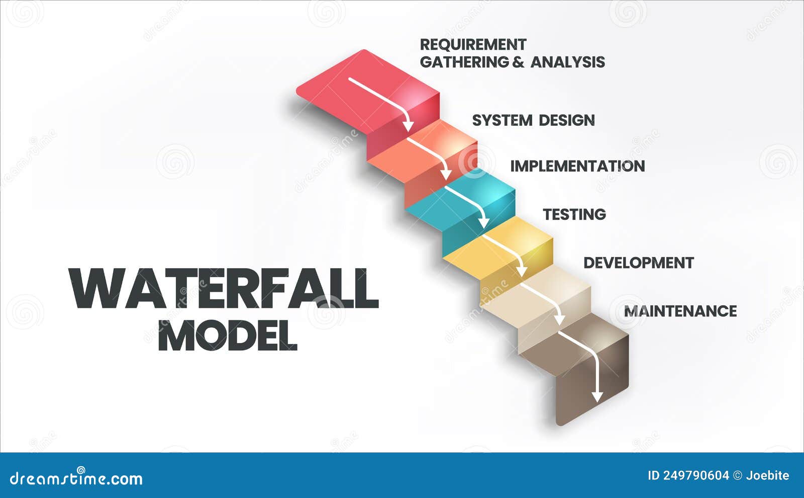 The Waterfall Model Infographic Vector is Used in Software Engineering ...