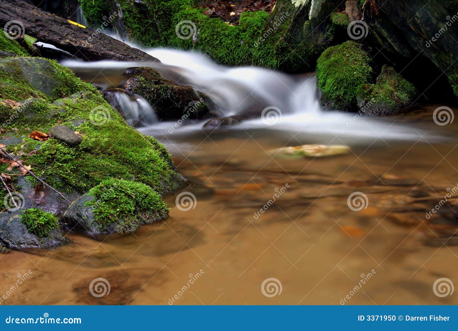 Waterfall and mossy stones stock photo. Image of creek - 3371950