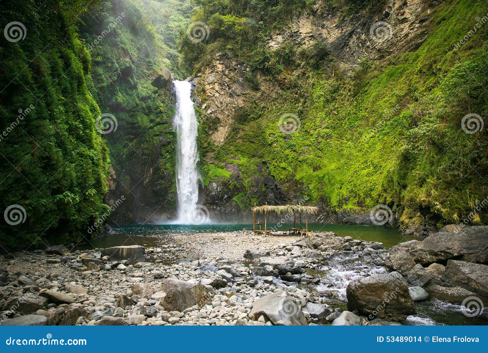 Waterfall In A Mountain Gorge, Philippines. Royalty-Free Stock Image ...