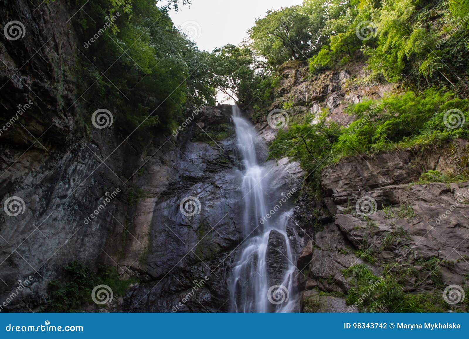 Waterfall Mountain Landscape Stock Photo - Image of mountain, panorama ...
