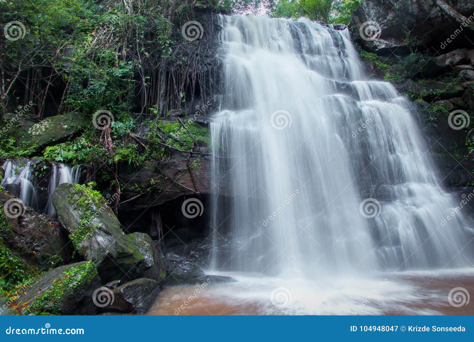 Waterfall Mountain Landscape Select Focus with Fair Light, Waterfall in ...