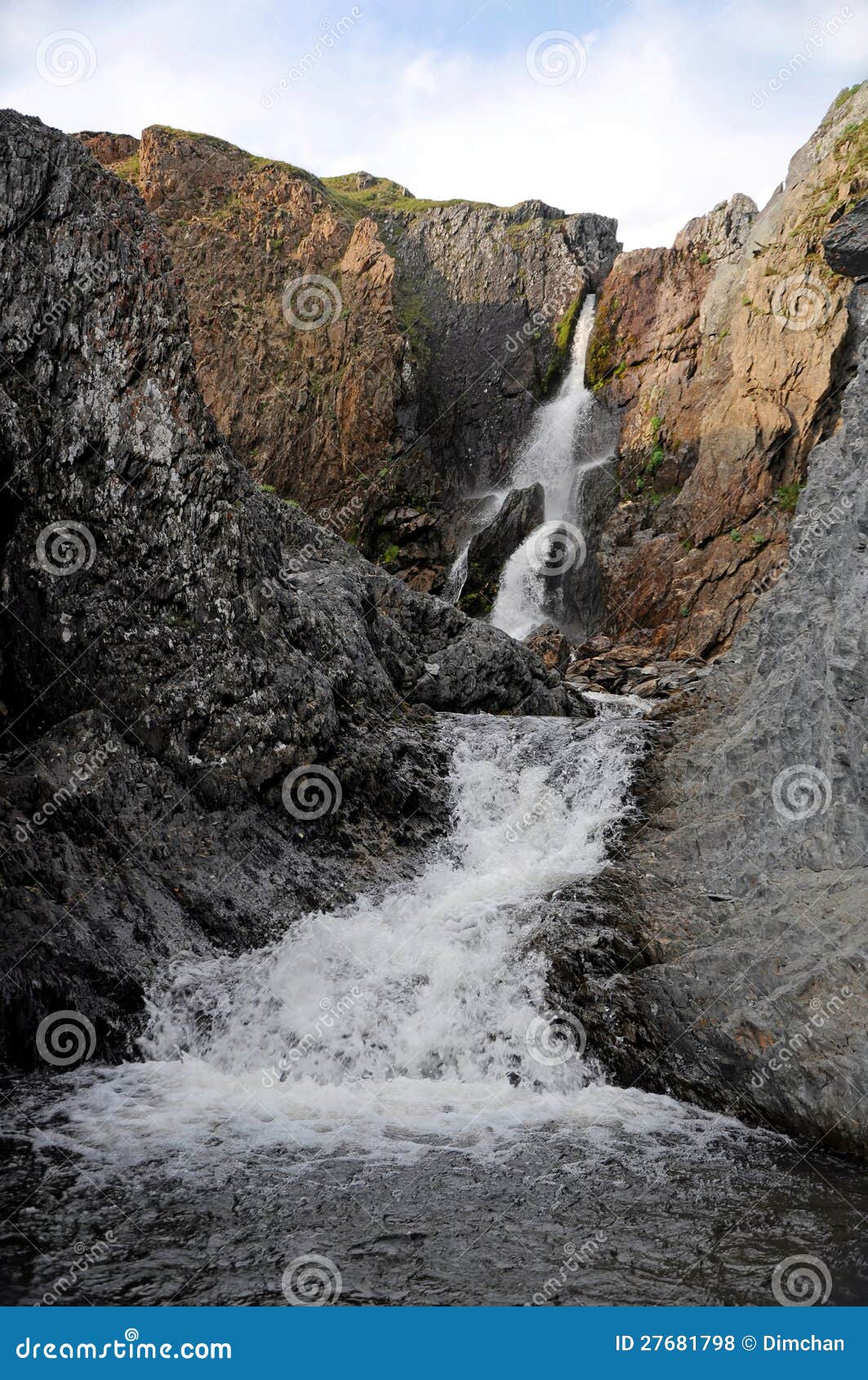 Waterfall on the Mountain River Stock Photo - Image of stream, mountain ...