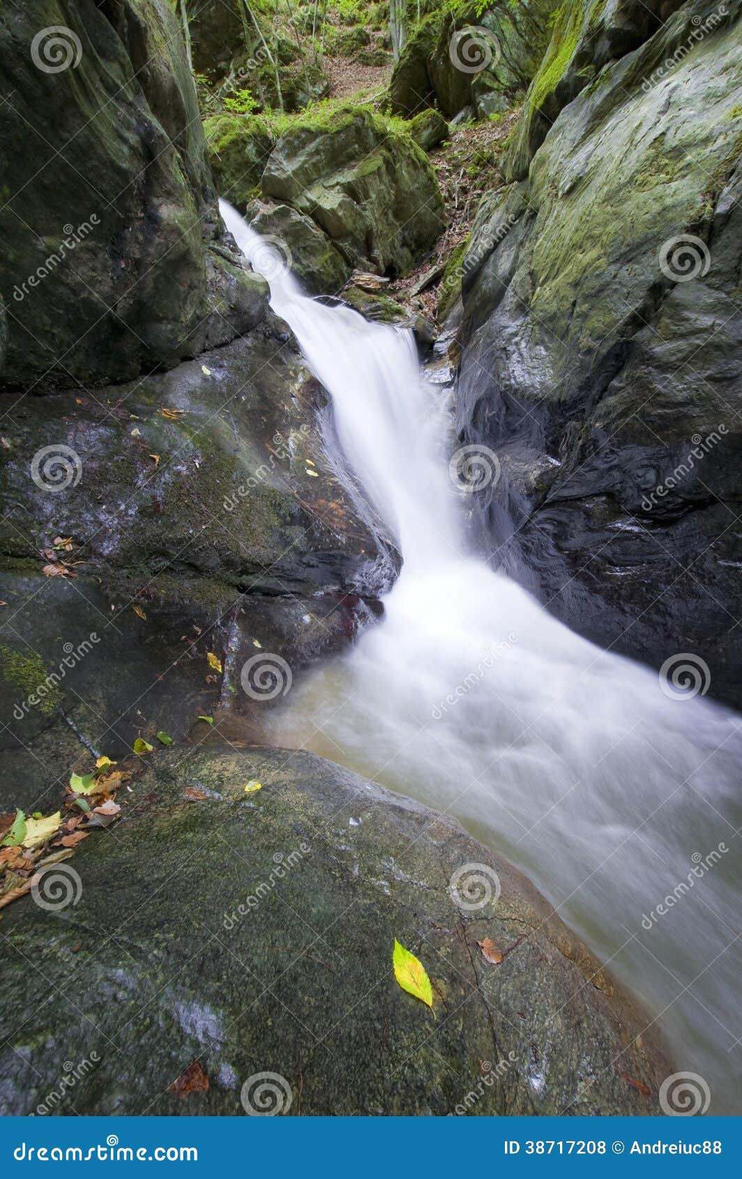 Waterfall on a Mountain River with Cliffs Stock Photo - Image of gorge ...