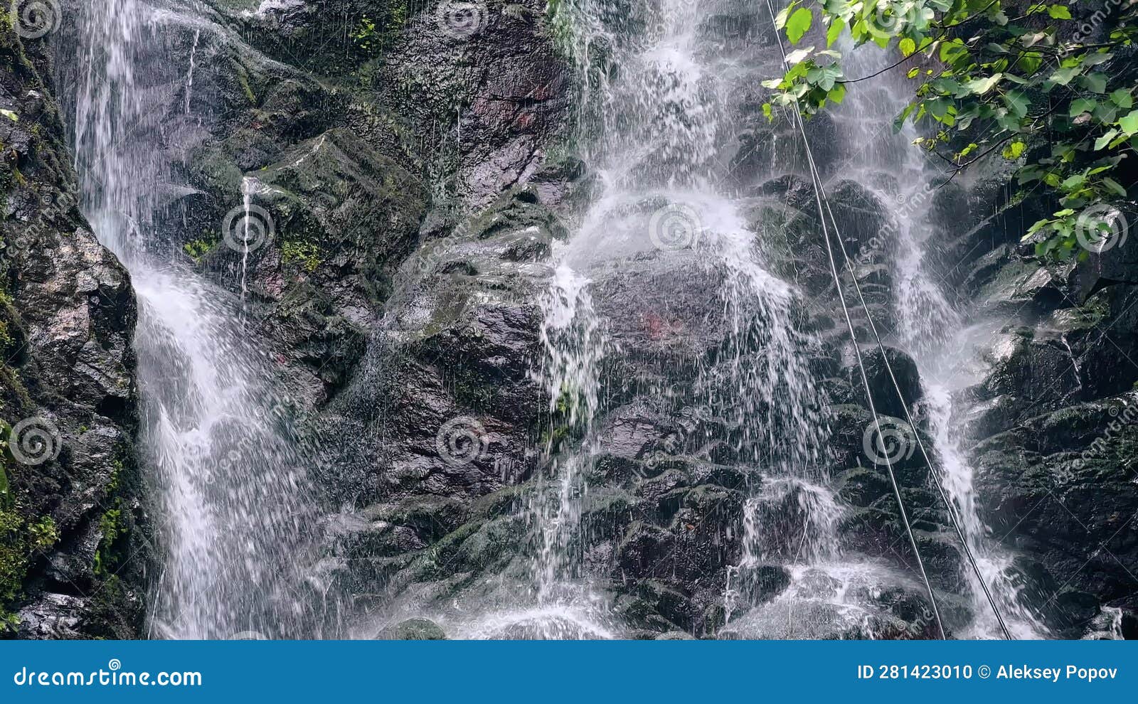 Waterfall in the Mountain - River or Water Stream Flowing and Falling ...